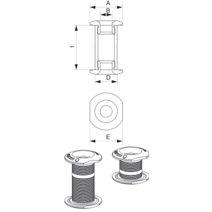 THROUGH DECK LEAD,2-SIDED,MAX LINE ø7 - 420-521-01 : Seldén Mast AB